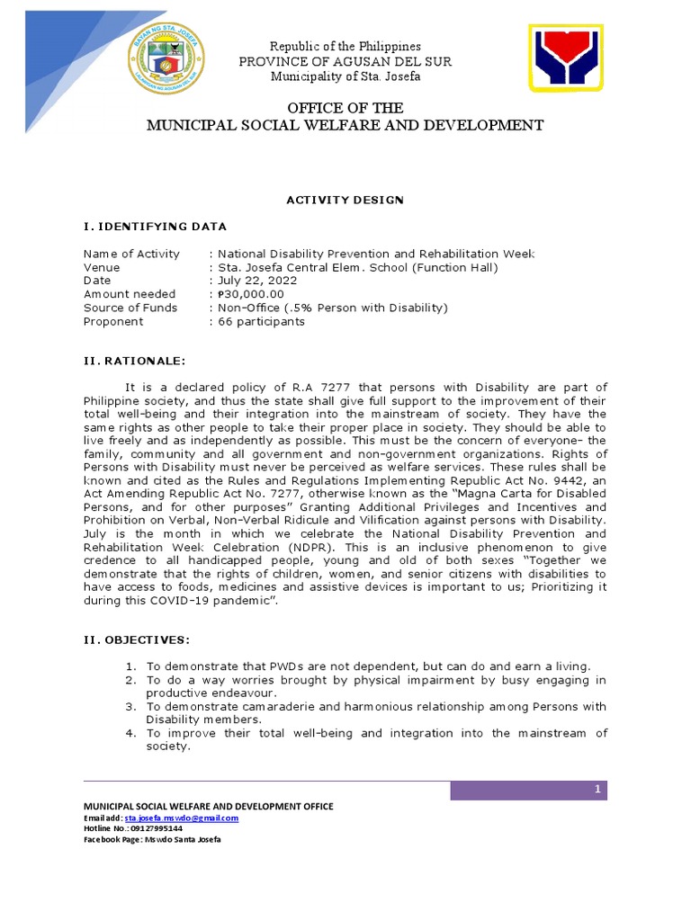 Activity Design NDPR | PDF | Disability