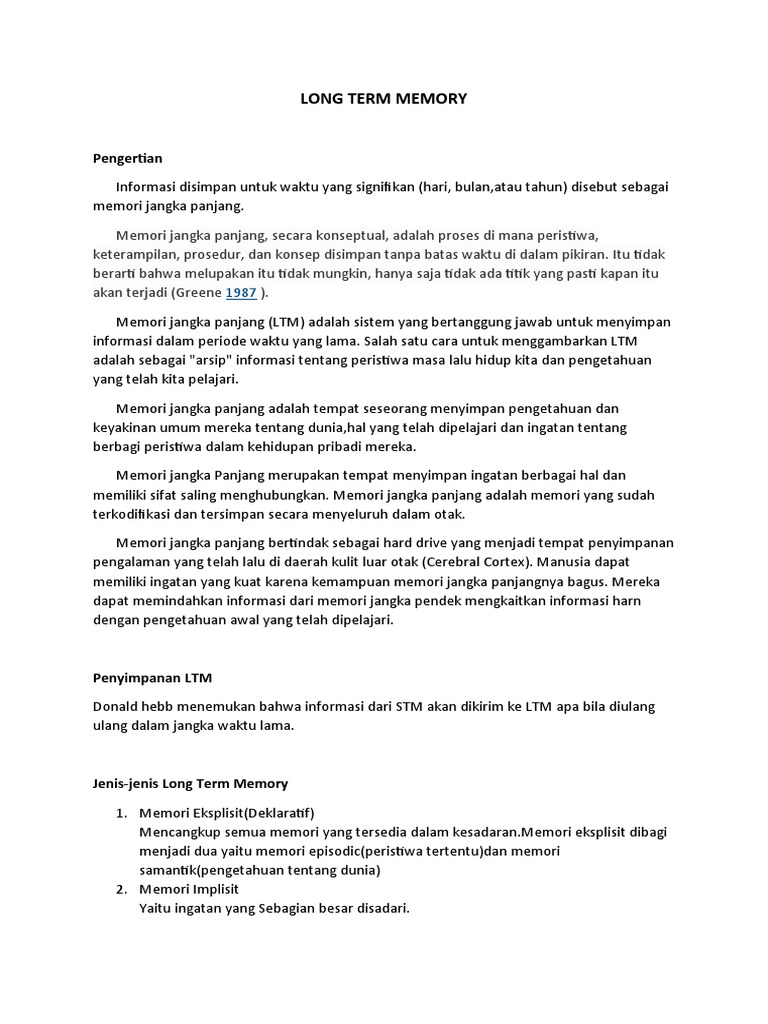 Long Term Memory | PDF