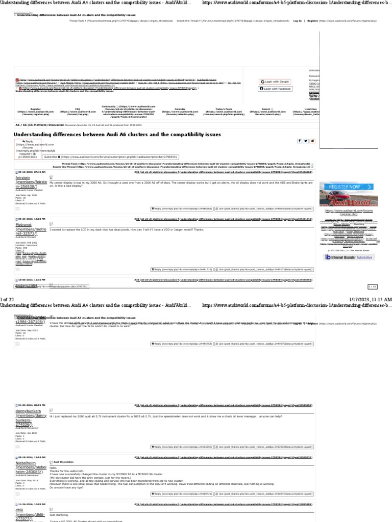 Differences Between Audi A4 Clusters | PDF | Internet Forum | Audi