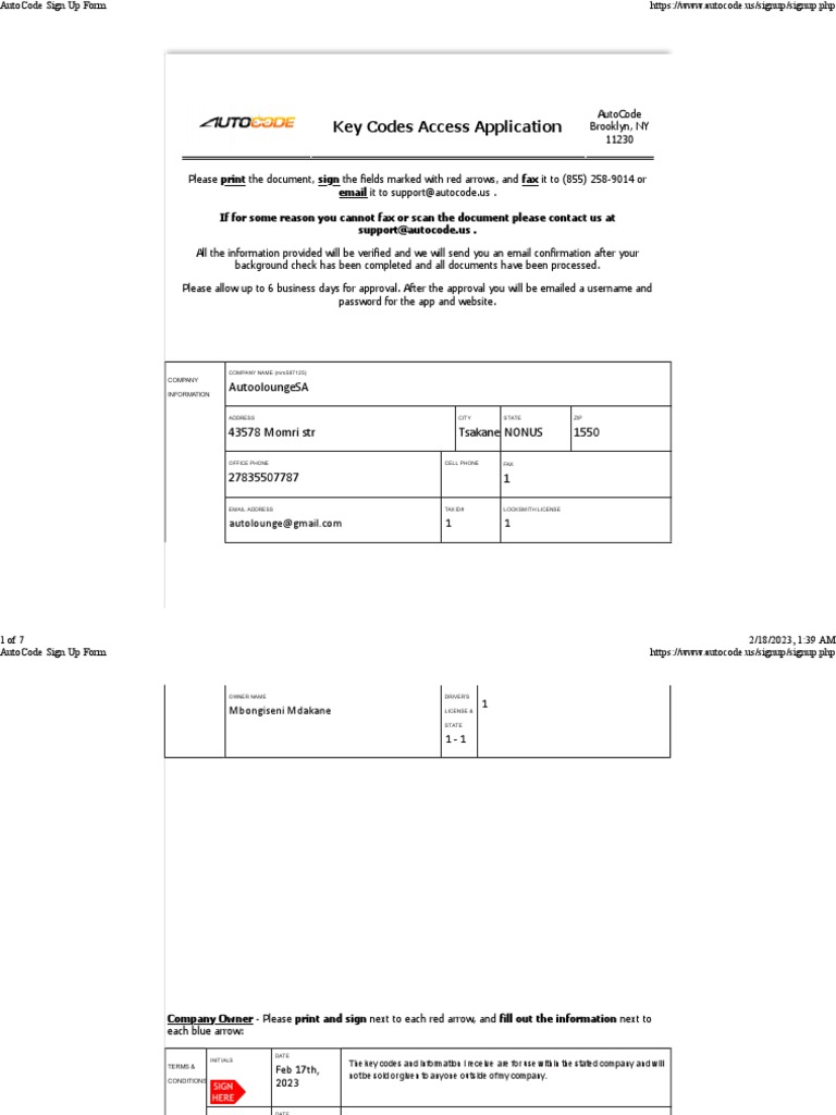 AutoCode Form | PDF | Credit Card | Indemnity