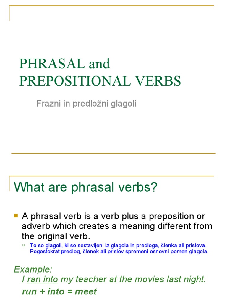 Phrasal and Prepositional Verbs Guide | PDF | Preposition And ...