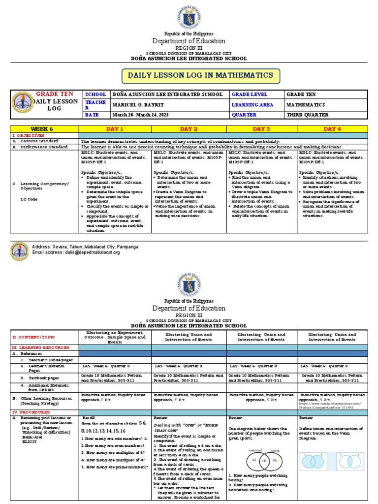 Math 10 - DLL - March 20 March 24 2023 | Download Free PDF | Inquiry ...