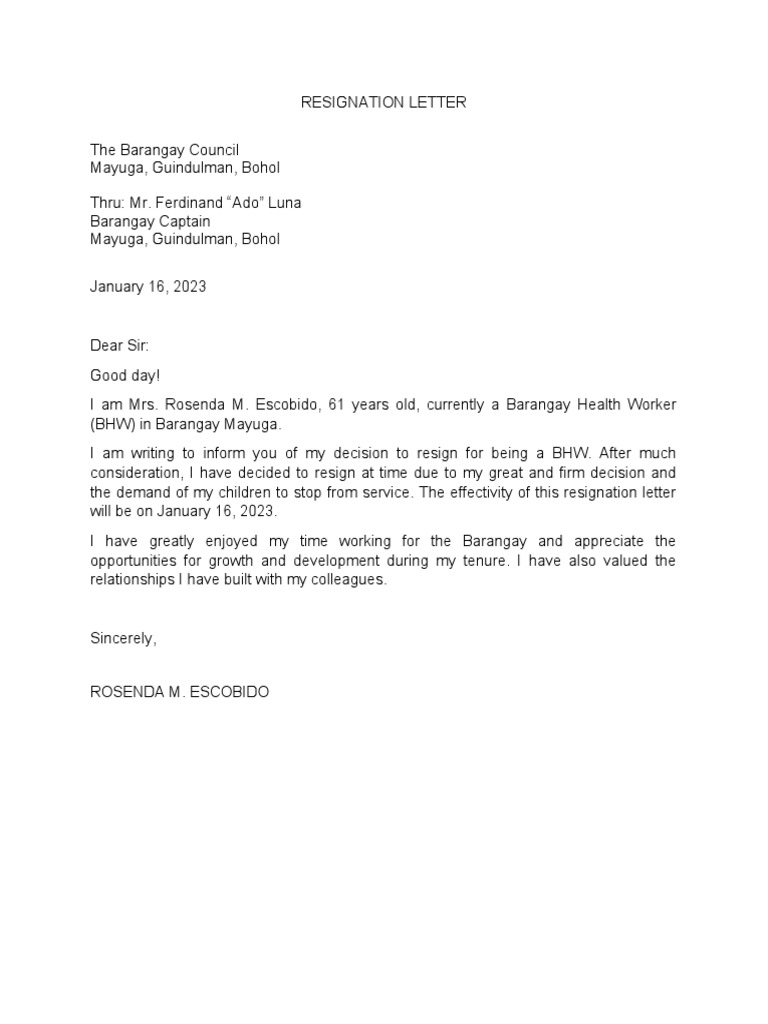 Resignation Letter | PDF