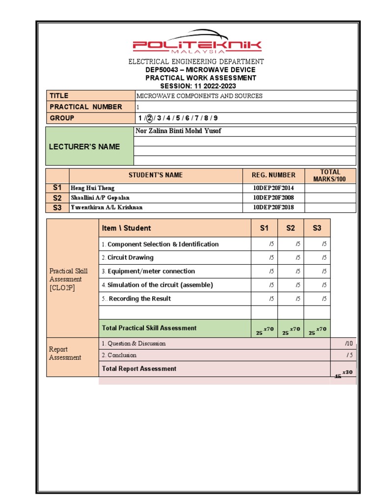 Labsheet 1 - Microwave Component and Sources | PDF | Microwave | Transmission Line