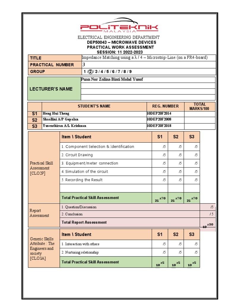 Labsheet 3 - Impedance | PDF | Transmission Line | Electrical Impedance