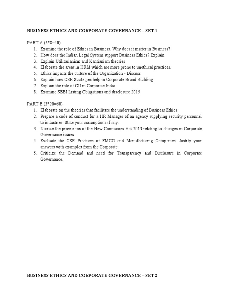 Becg - Set 1 | PDF | Corporate Social Responsibility | Governance