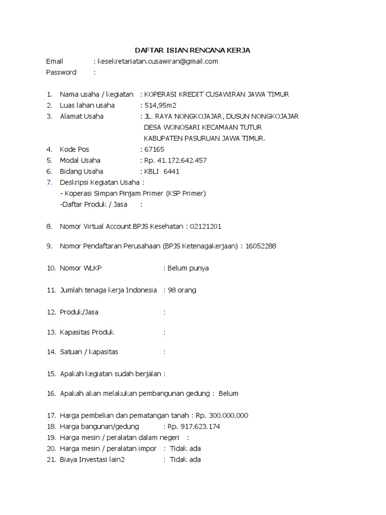 Form Isian - Oss Nib | PDF