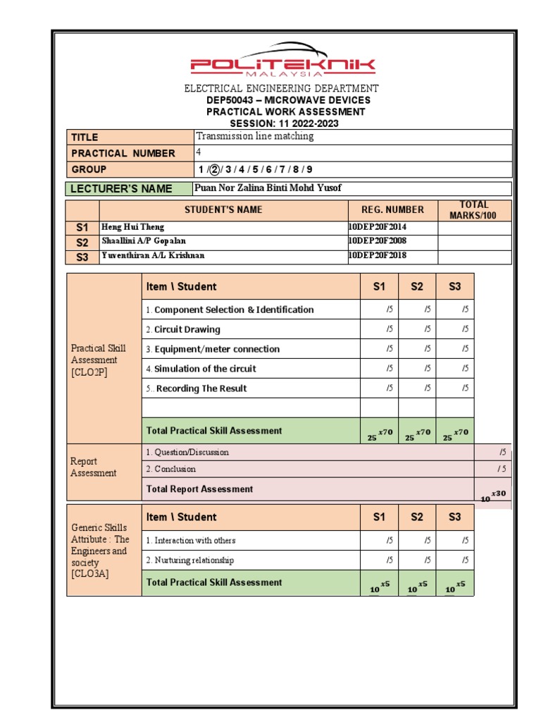 Labsheet 4 - Impedance Matching | PDF | Transmission Line | Electronics