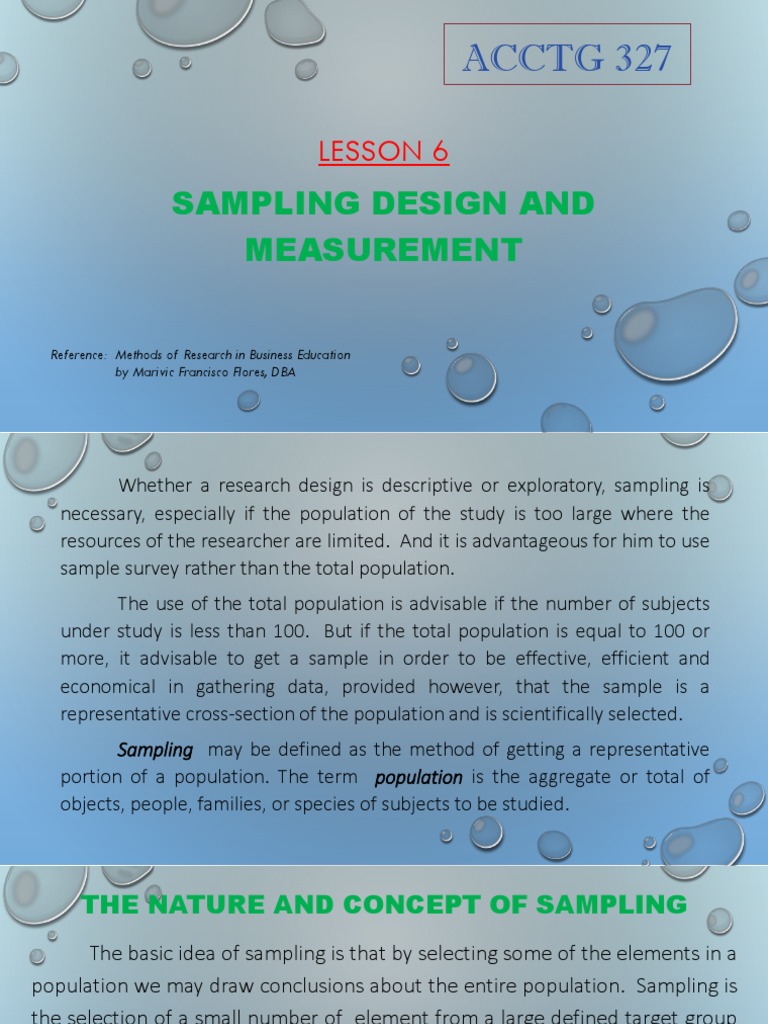 Lesson 6 - Sampling Design and Measurement (Rev) | PDF | Sampling (Statistics) | Level Of ...