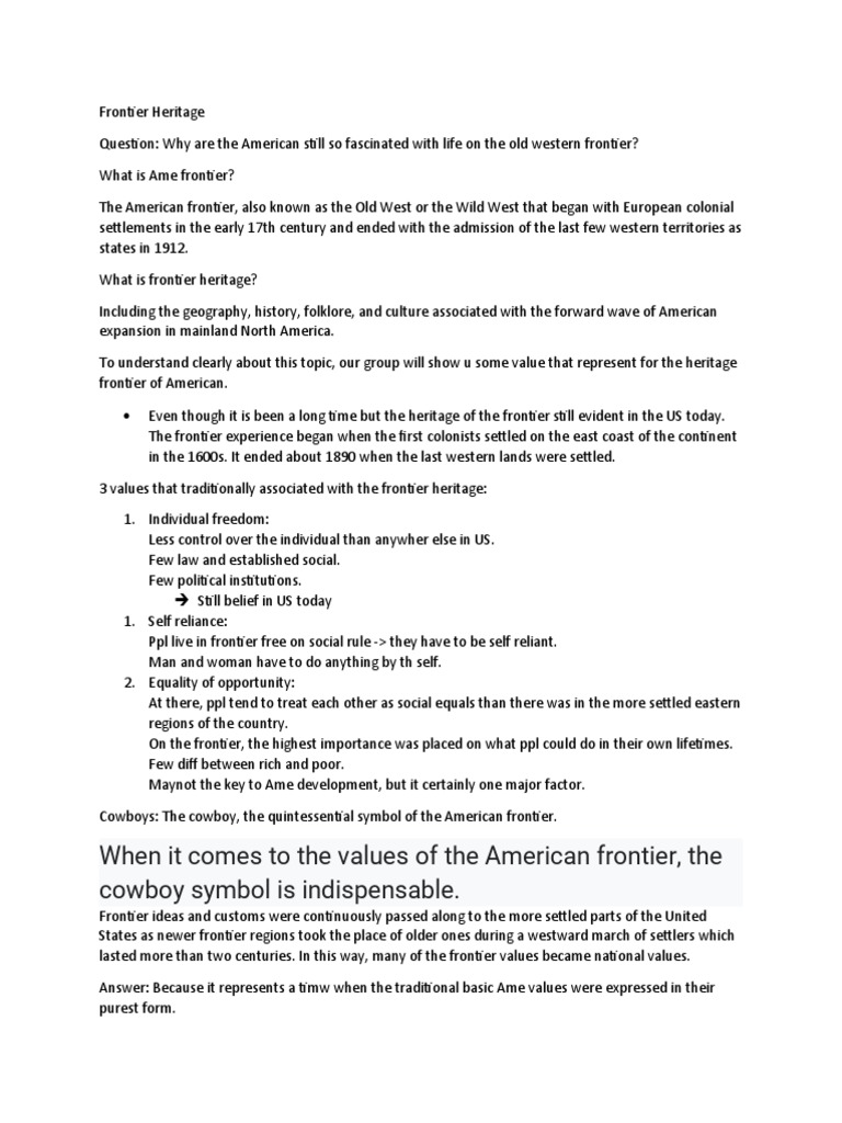 The Frontier Heritage | PDF