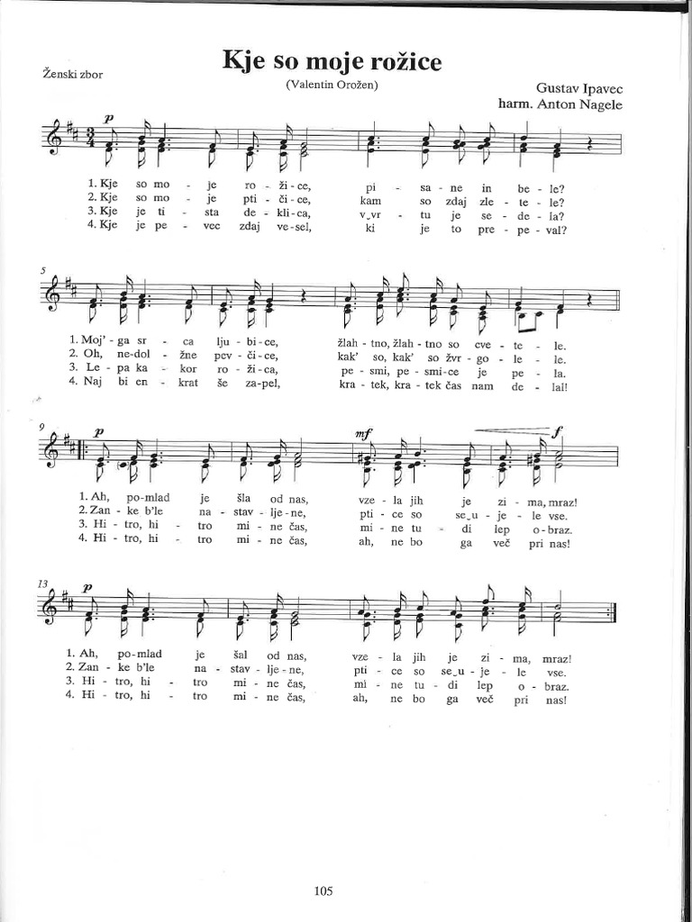 Kje So Moje Rožice (A. Nagele) PDF | PDF