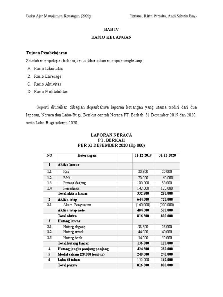 Buku Ajar Rasio Keuangan 2022 | PDF | Bisnis | Pengelolaan Keuangan & Uang