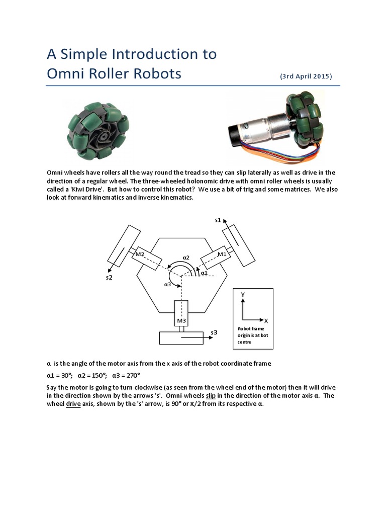 OmniRoller Holonomic Drive Tutorial | PDF | Kinematics | Matrix ...