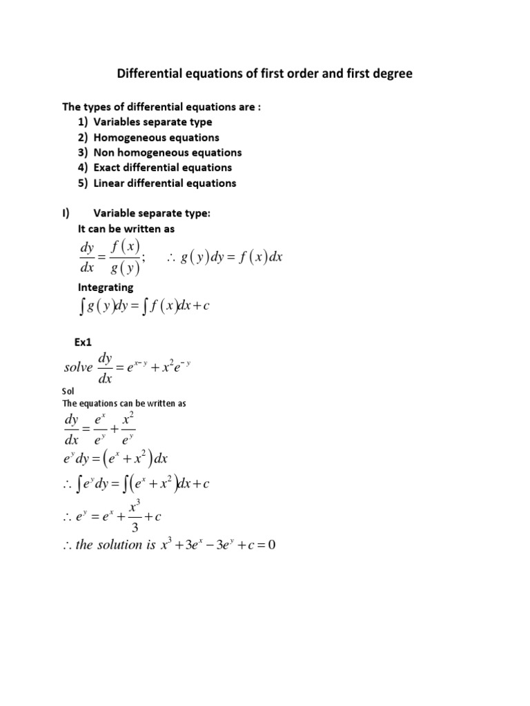 Differential Exact Pdf Equations Mathematics