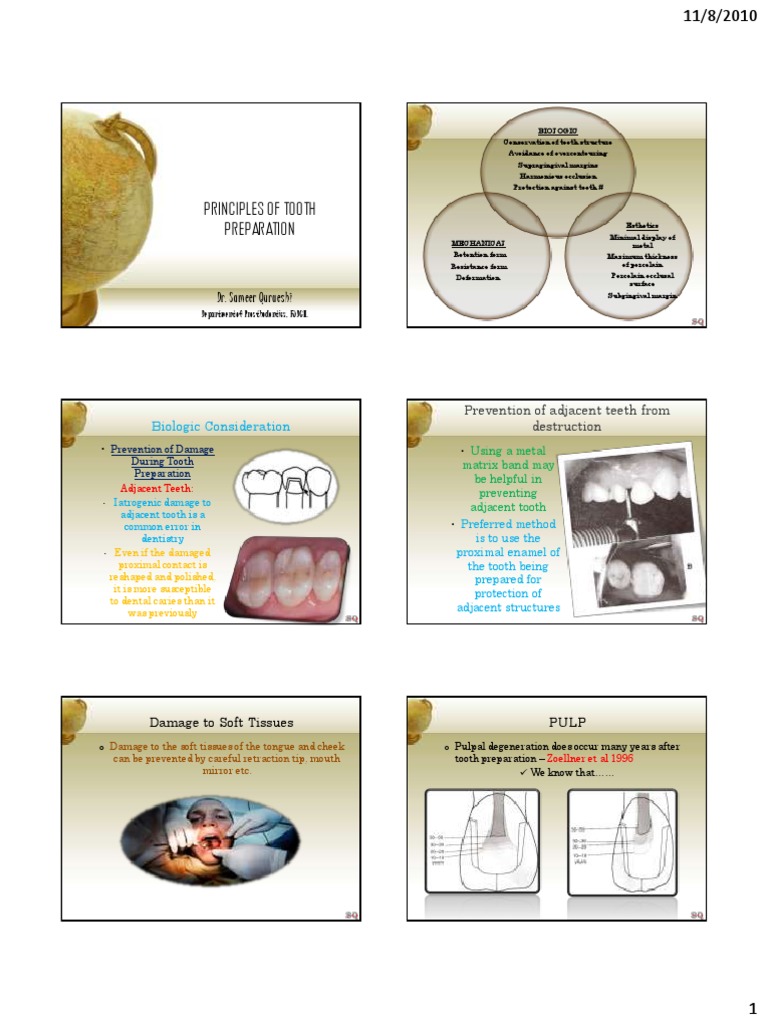 Tooth Preparation Principles in Prosthodontics | PDF | Medical ...