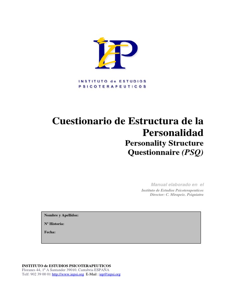 SPQ - Cuestionario de Estructura de La Personalidad | PDF | Sicología ...