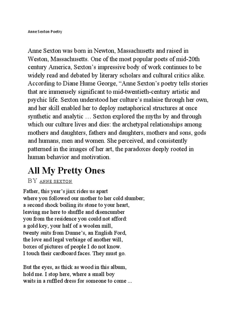 Anne Sexton Explores Family History and Legacy Through Poetry | PDF