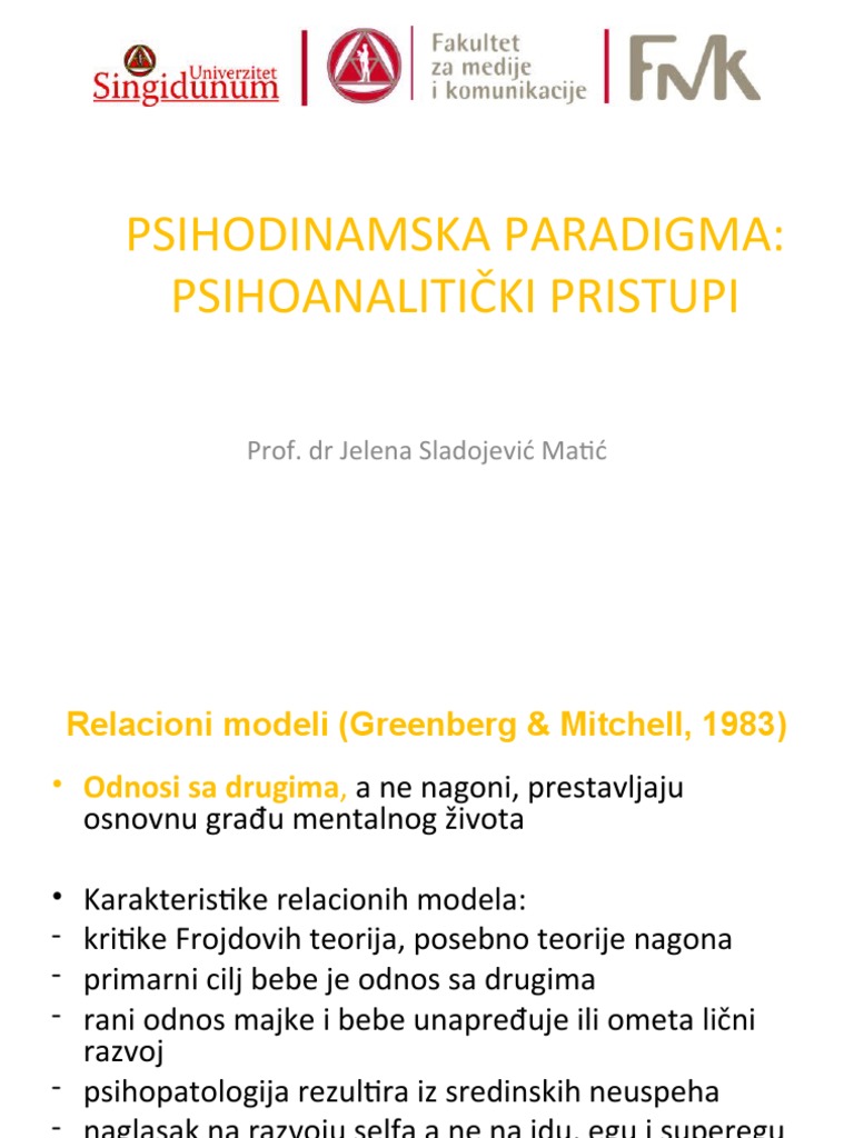 Psihodinamska Paradigma - II Deo - PSIS - 2021 | PDF