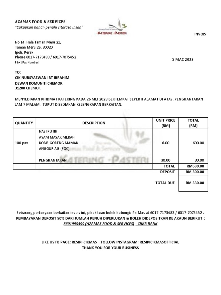 Inv-Cik Syazwani 26523 | PDF