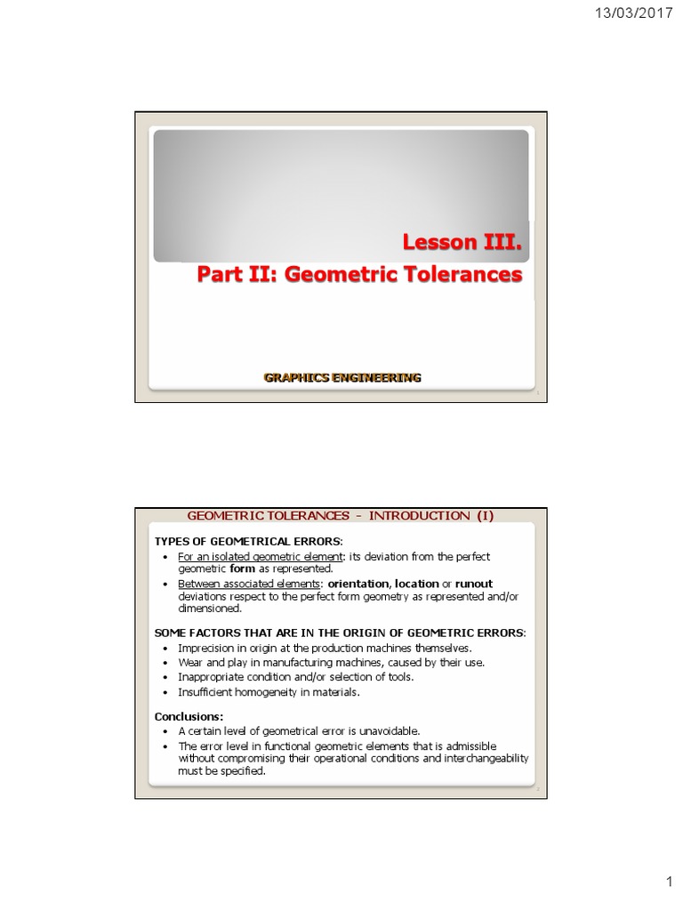 Lesson Iii Management Of Variability Ii Geometric Tolerances