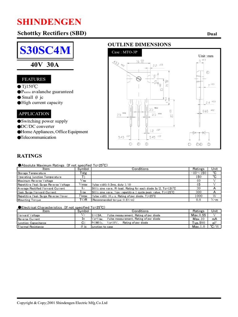 S30SC4M_Shindengen_elenota.pl | PDF | Diode | Rectifier