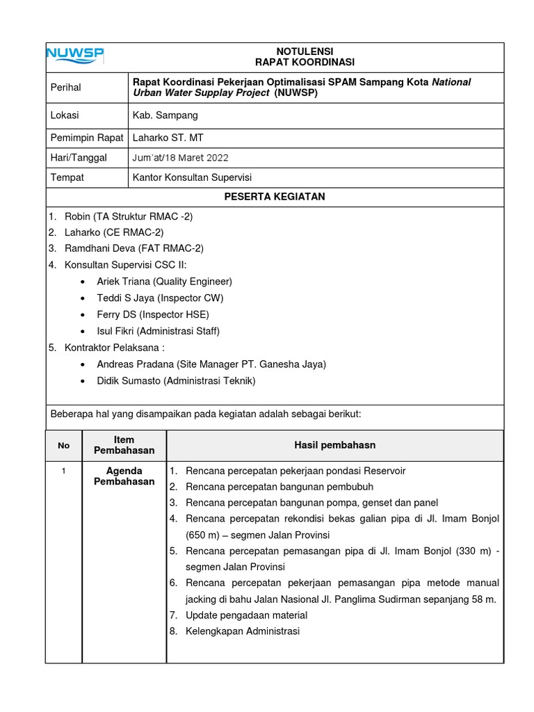 Contoh Notulen | PDF | Teknologi & Rekayasa