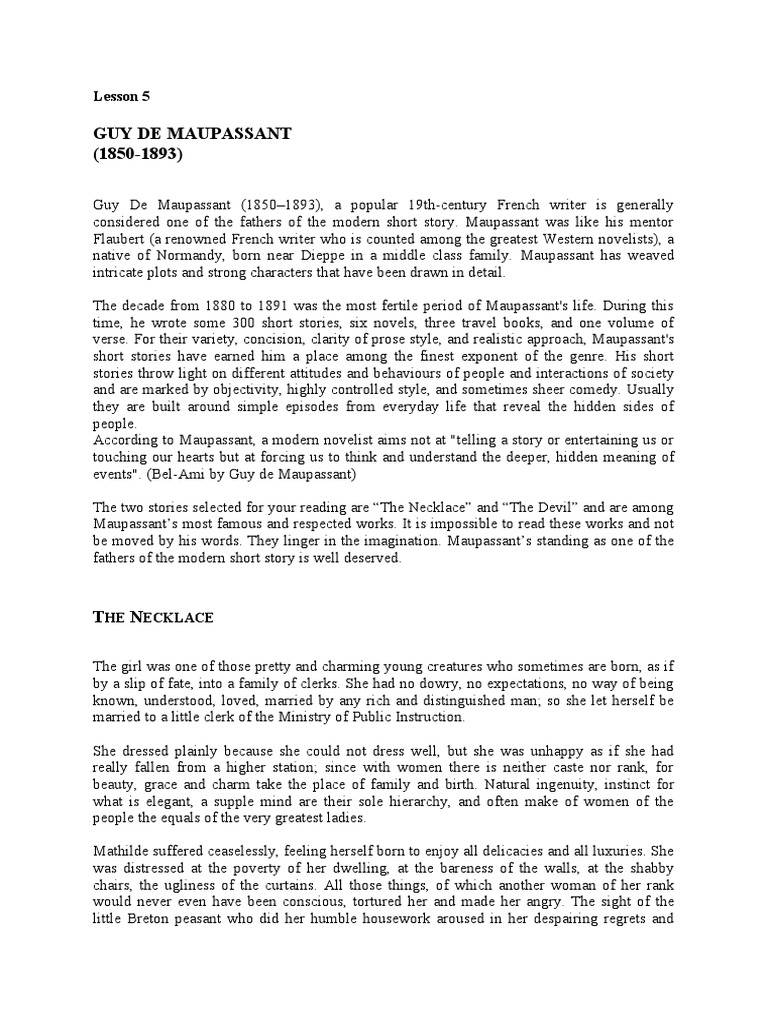 ENG 401 VU Lecture 5 | PDF | Guy De Maupassant