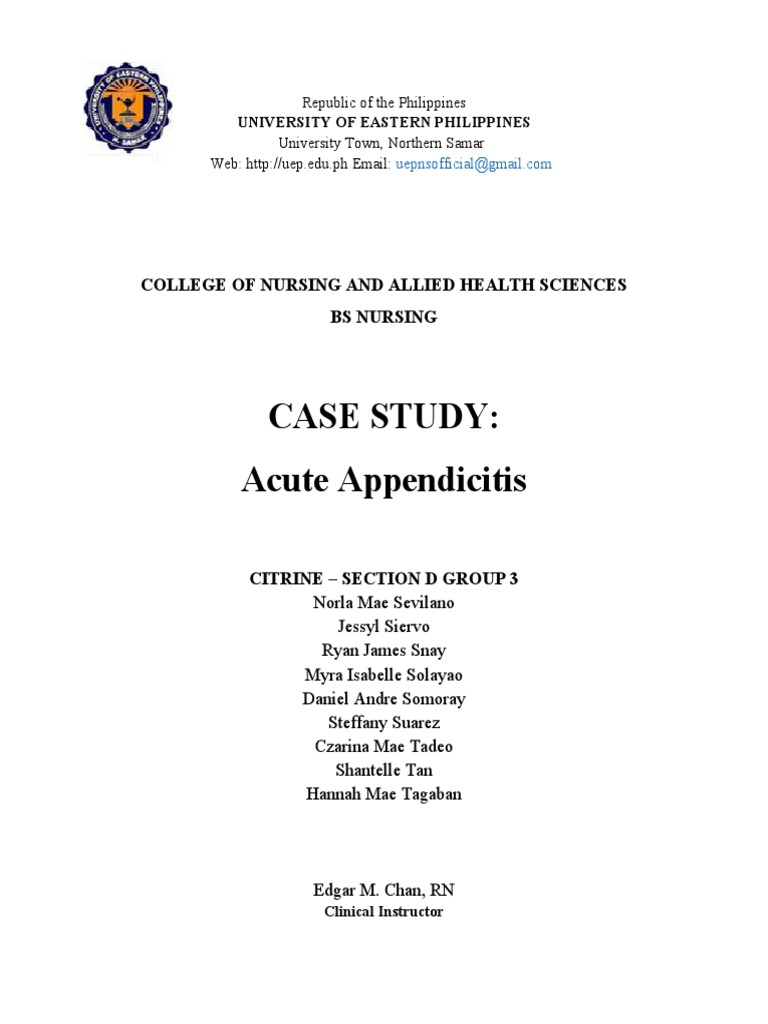 Case Study Acute Appendecitis | PDF | Gastroesophageal Reflux Disease ...