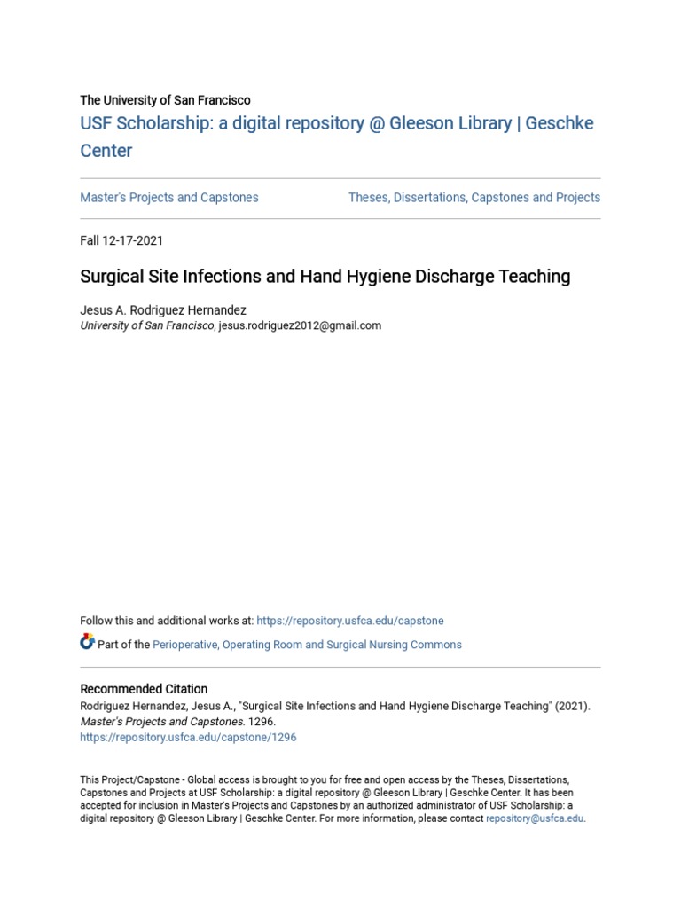 Surgical Site Infections and Hand Hygiene Discharge Teaching | PDF ...