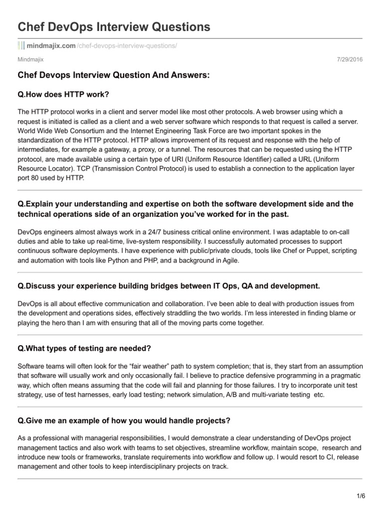Chef DevOps Interview Questions | PDF | Hypertext Transfer Protocol | Cloud Computing