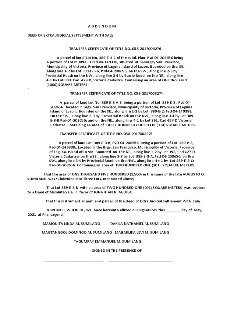 ADDENDUM | PDF | Legal Documents | Document