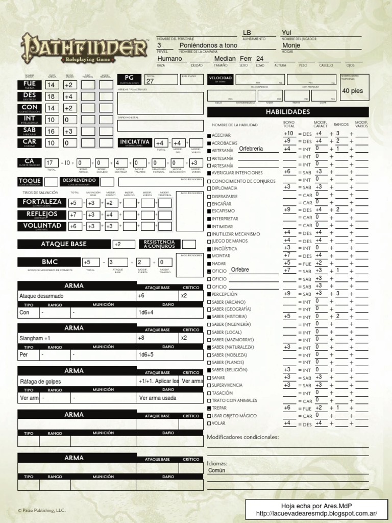 Ficha Editable Pathfinder PDF | PDF | Militar | Ciencia militar Ficha Editable Pathfinder PDF | PDF | Militar | Ciencia militar