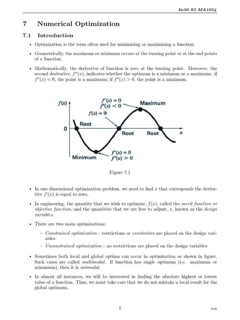 Note 7 Numerical Optimization Pdf Mathematical Optimization