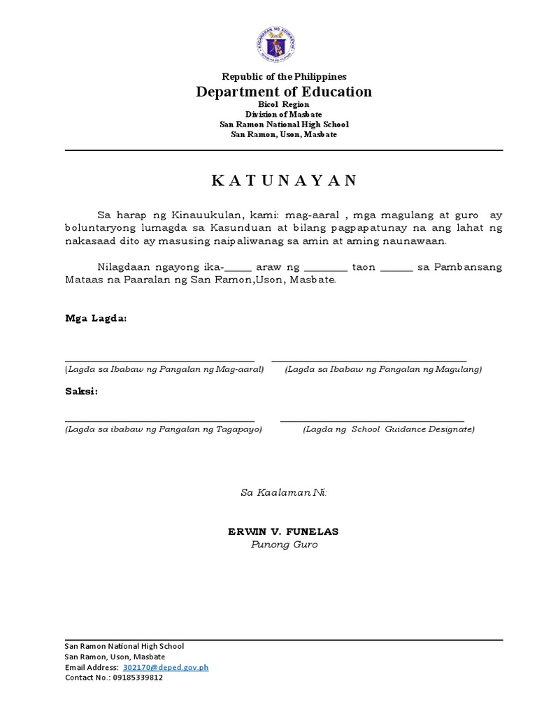 Katunayan Sa Kasunduan | PDF