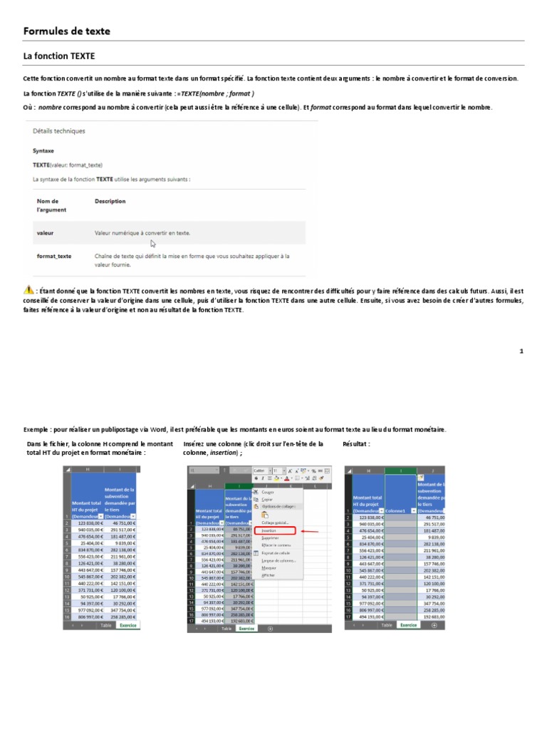 Fonctions Texte dans Excel | PDF | Microsoft Excel | Informatique