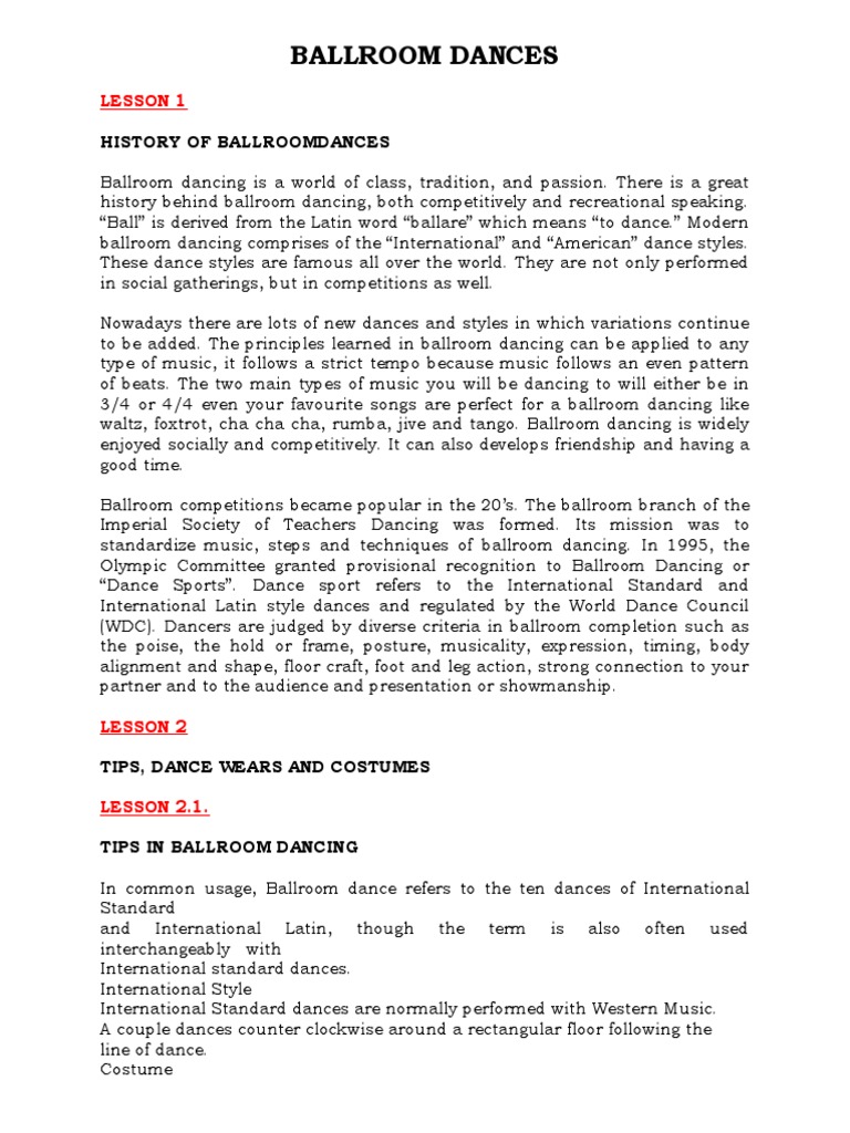 Ballroom Dances | PDF | Ballroom Dance | Dances