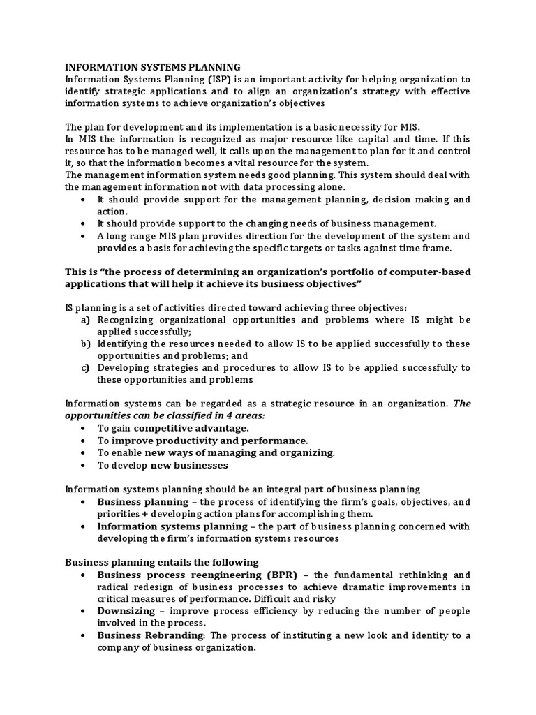 Mis Information Systems Planning | PDF | Information System | System