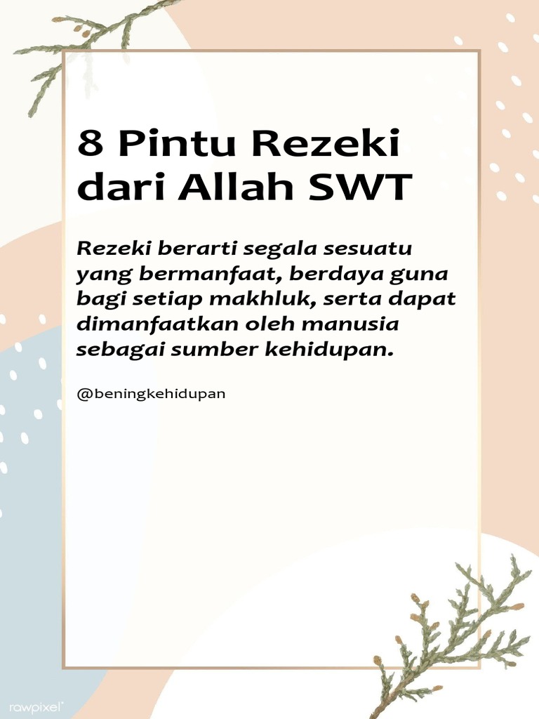 8 Pintu Rezeki Dari Allah SWT1 | PDF | Filsafat