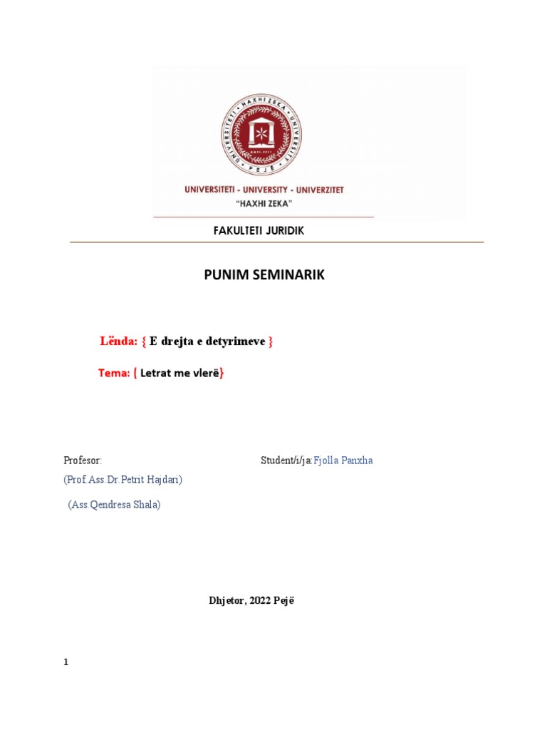 Punim Seminarik: Lënda: Tema | PDF