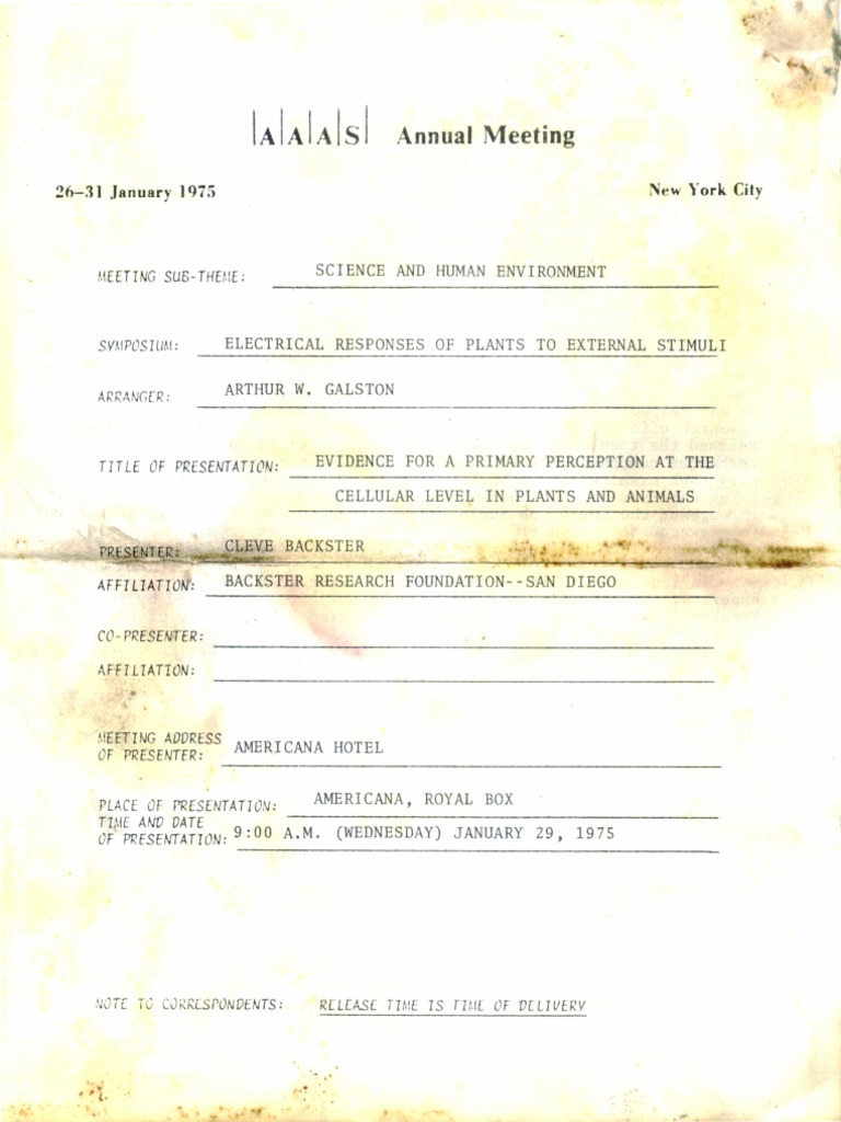 Evidence of A Primary Perception in Plants | PDF