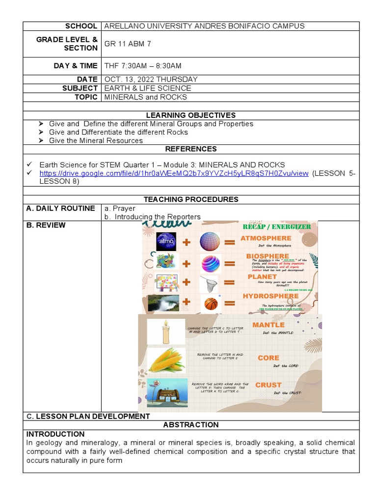 Abm 7 Earth Minerals and Rocks Group 2 | PDF | Rock (Geology) | Minerals