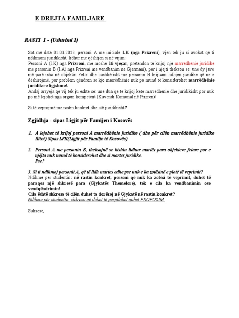 Rasti - 1, E Drejtë Familjare | PDF