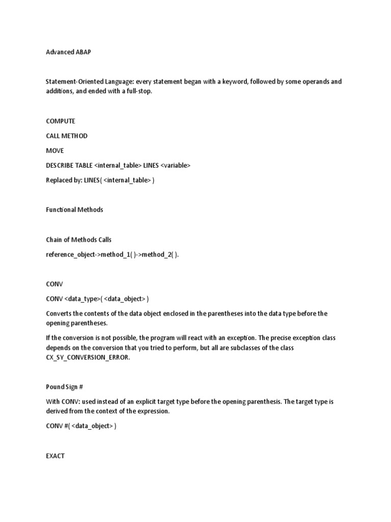 Advanced Abap Pdf Database Index Class Computer Programming