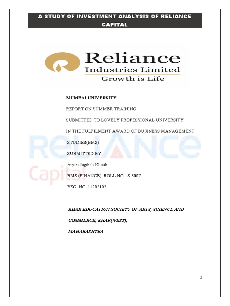Fundamental - Analysis - of - Reliance - Capital (AutoRecovered) | PDF ...