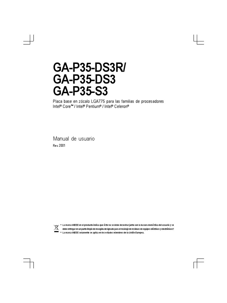 Motherboard Manual Ga-P35-Ds3r (ds3) (s3) 2.0 Es PDF | PDF | USB | Microprocesador