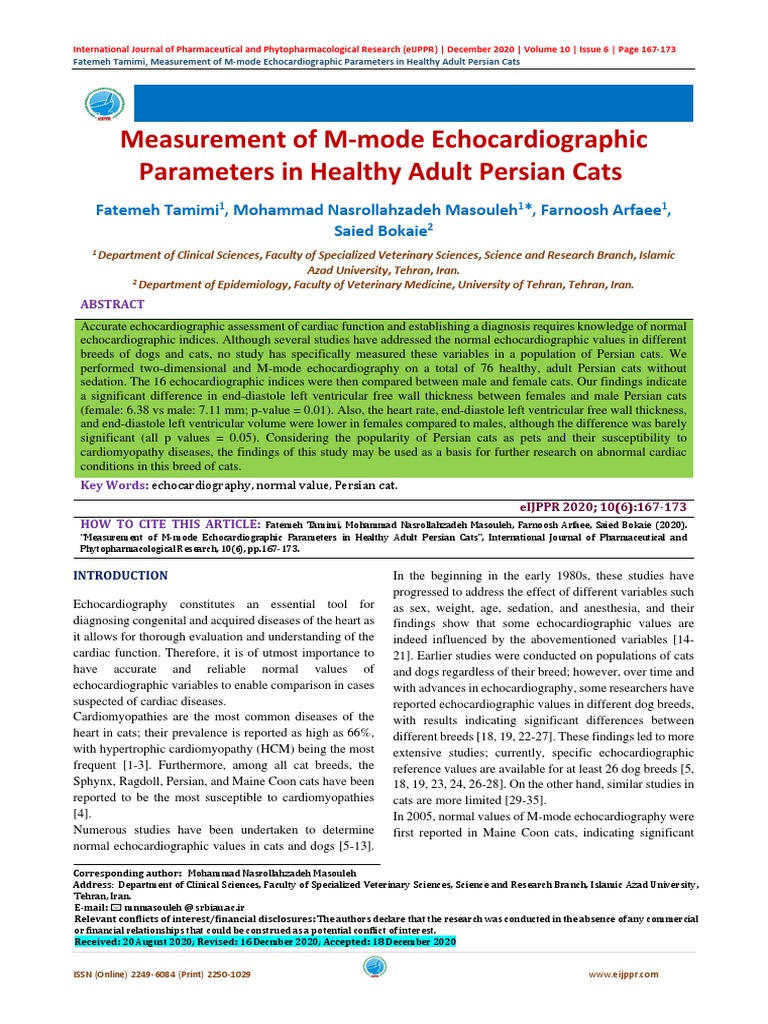 Measurement of M Mode Echocardiographic Parameters in Healthy Adult ...