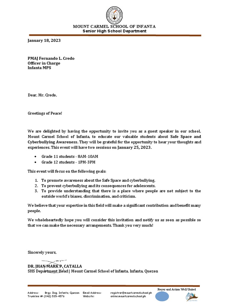 Safety Sample Invitation Letters Asking For Our Safety,asking For