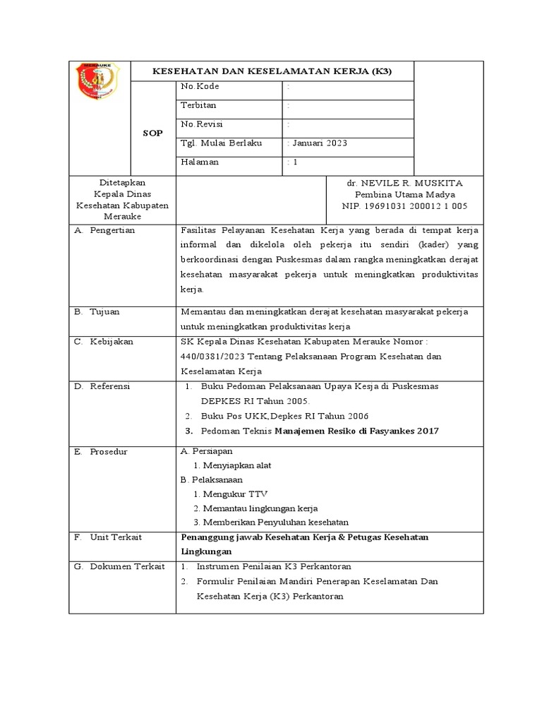 Sop Kesehatan Dan Keselamatan Kerja | PDF