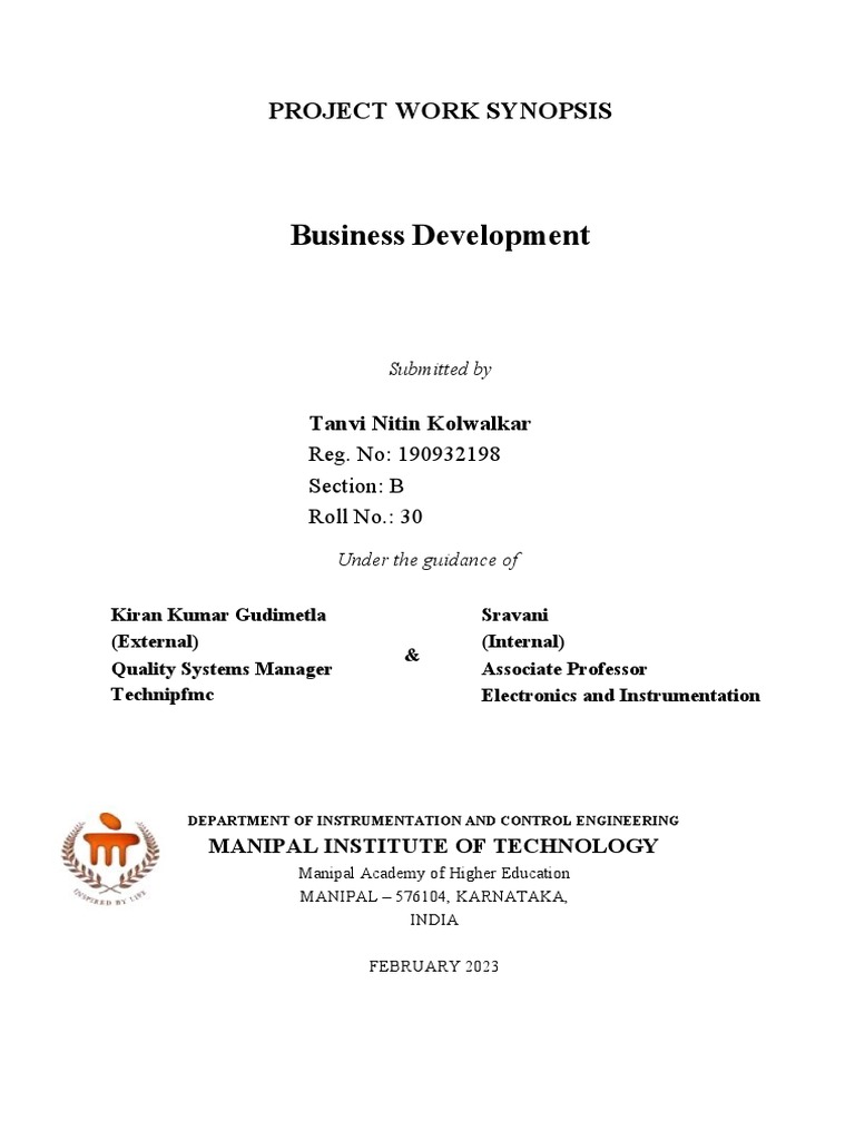 Project Synopsis Signed | PDF | Strategic Management | Business