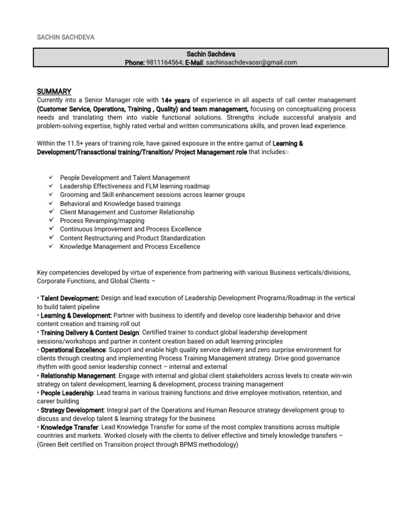 Profile - Sachin Sachdeva Osr 2018ss | PDF | Leadership | Learning